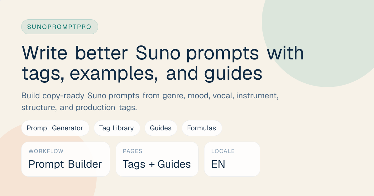 Suno Prompt Generator, Tag Library & AI Music Workflow